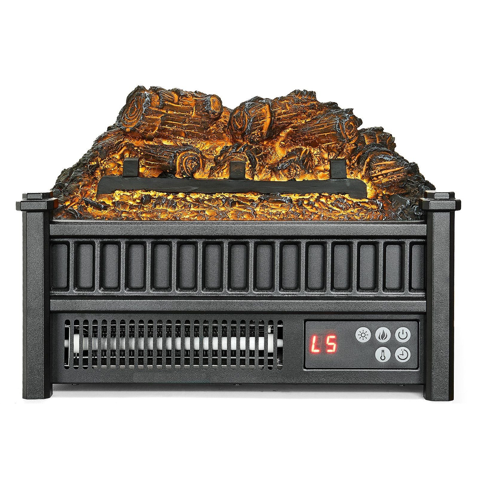 16 Inch Electric Fireplace Log Heater with Remote 5 Flame Brightness Timer